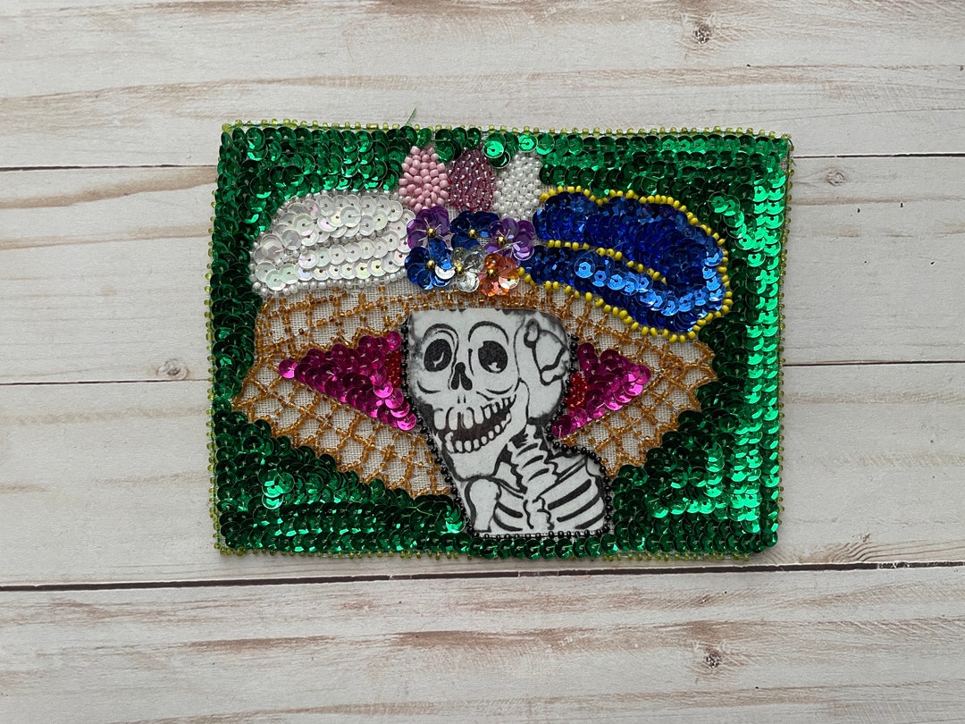 Catrin Day of the Dead Sequin Fabric Milagro Sew on Patch Appliqué ...
