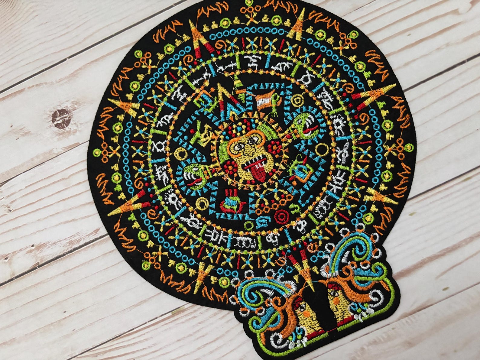Mexican Sacred Large Embroidered Calendario Azteca Calendar Iron On - Etsy