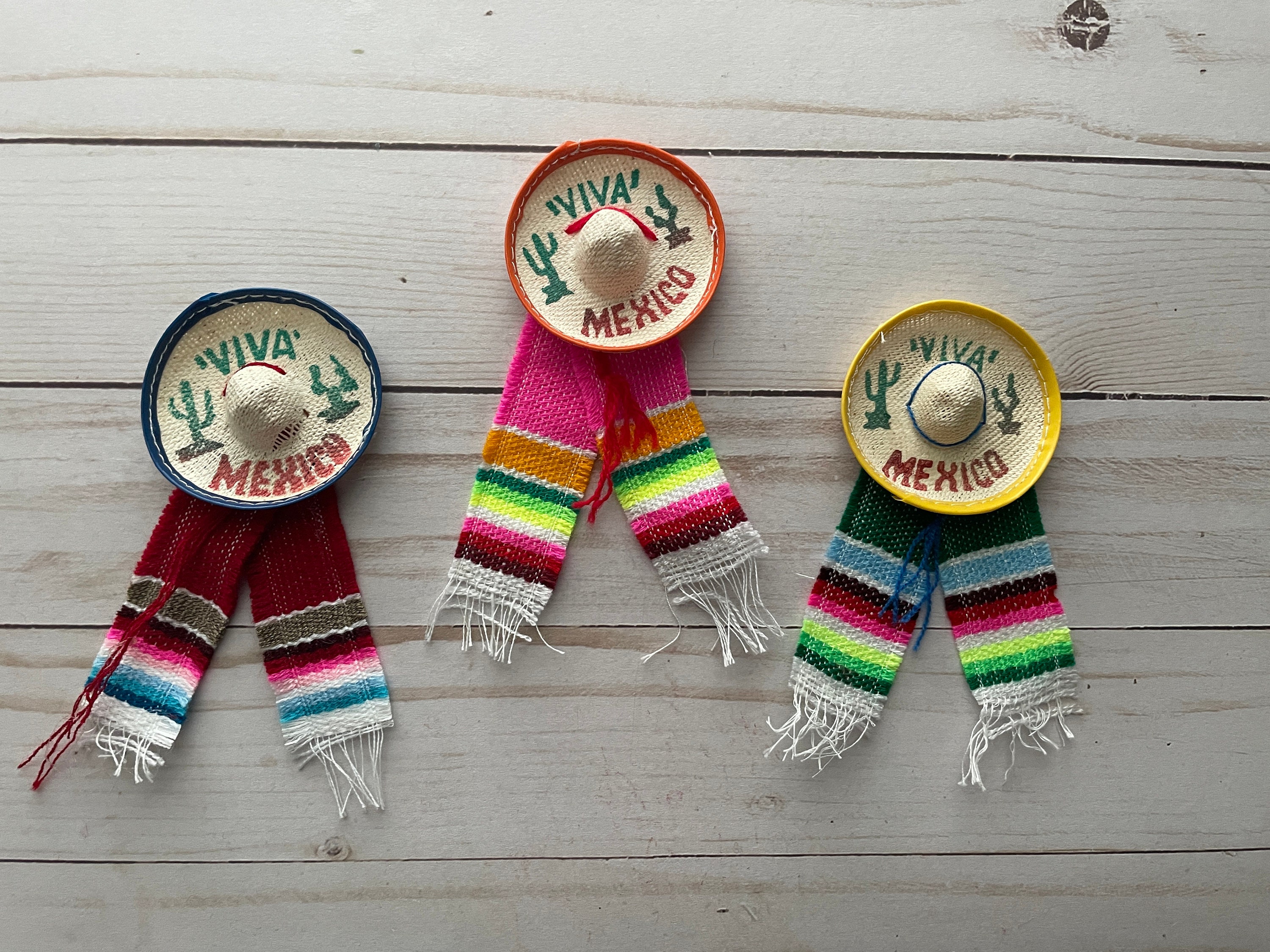 Mini Mexican Sarape Serape Party Favor Ribbon Fabric With Hat Set of 6 ...