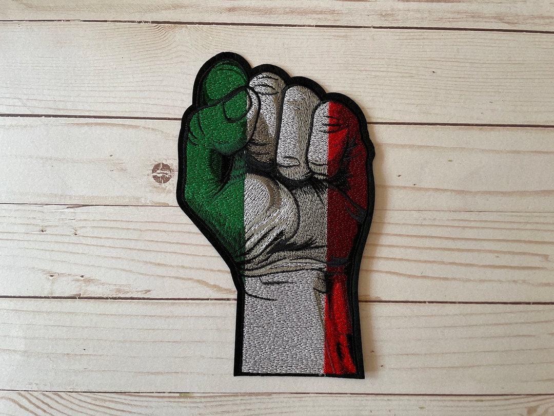 Mexican Map Colors Power Hand Poder Latino Mano Mexico Flag Badge Iron ...