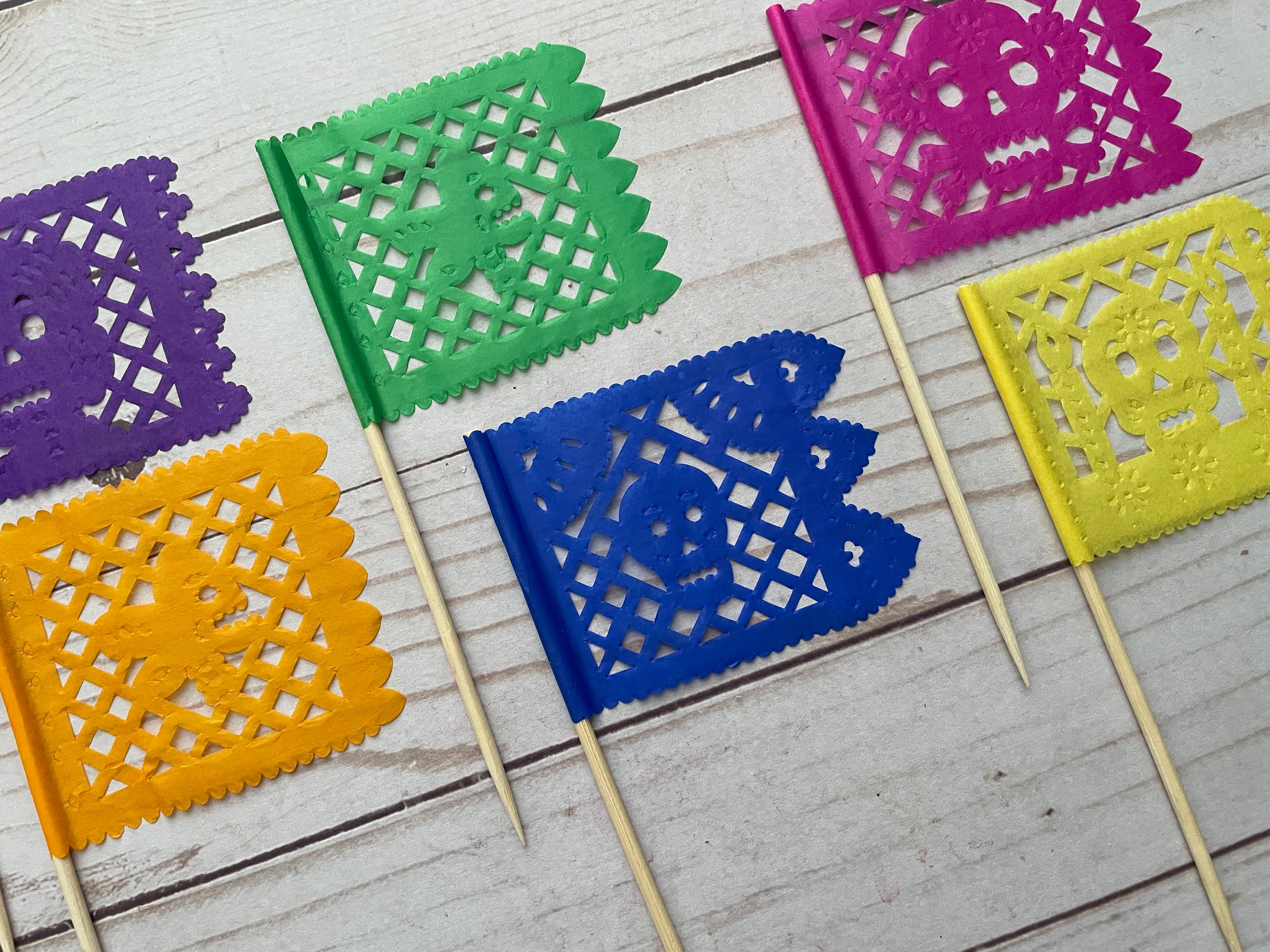 Mini Papel Picado Flags on a Stick Mexican Day of the Dead - Etsy
