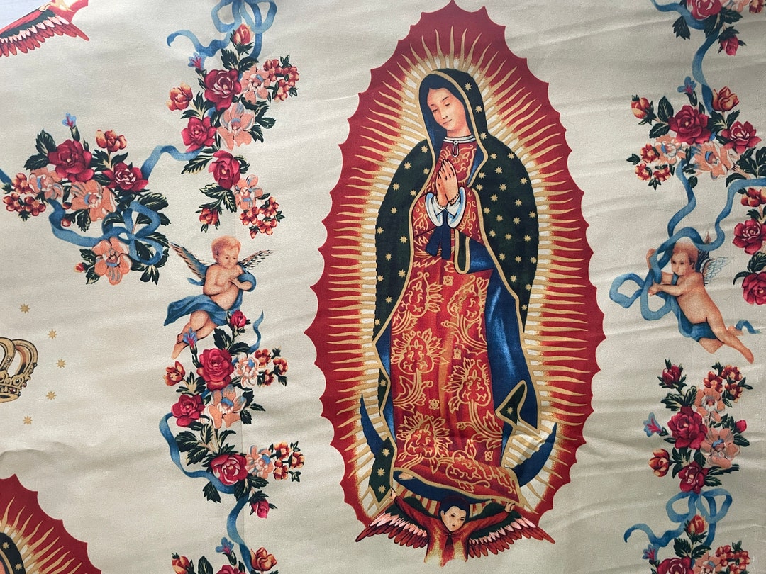Mexican Colorful Bright Fabric Yard Lady Guadalupe Virgen De Guadalupe - Etsy