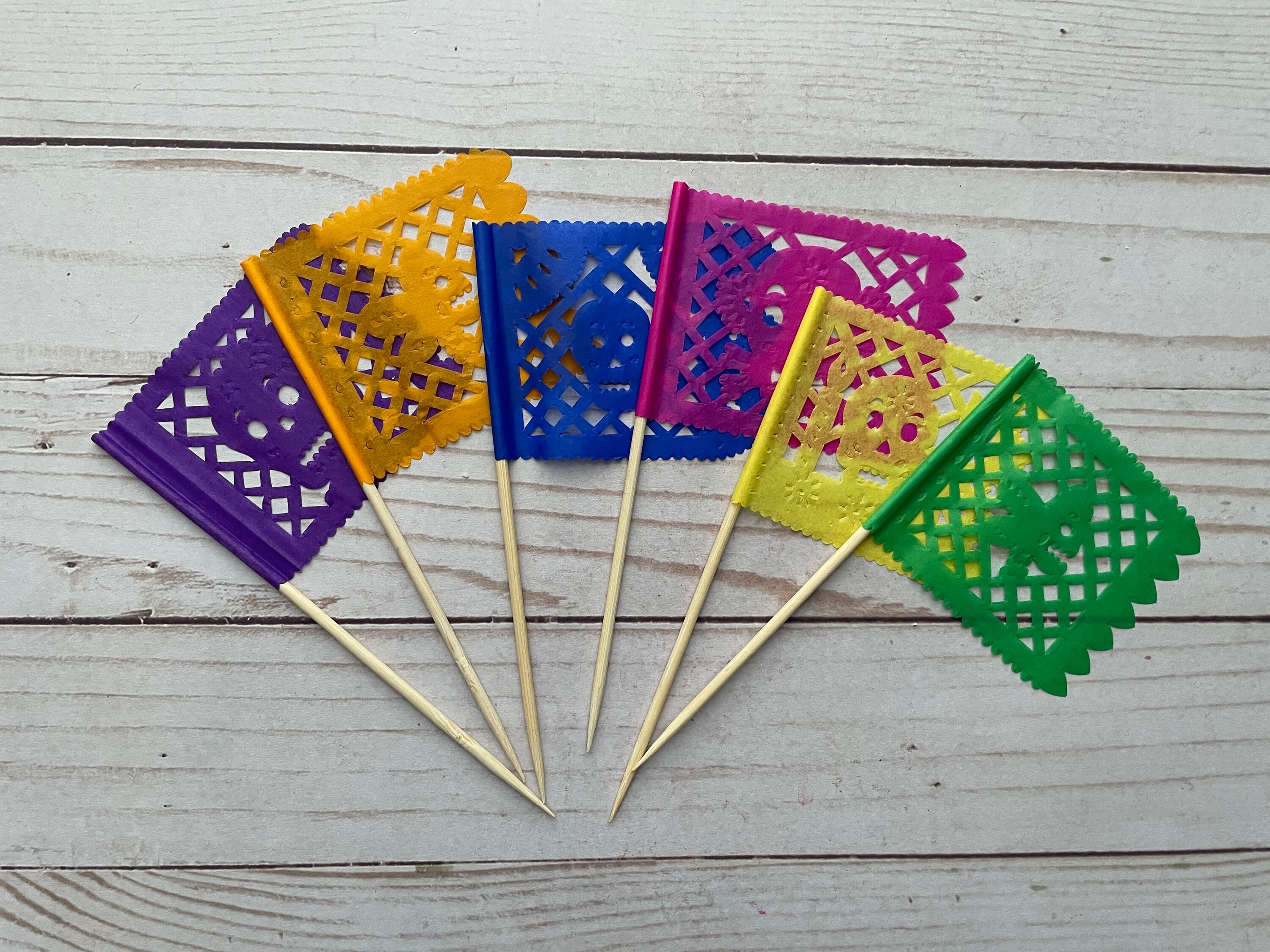 Mini Papel Picado Flags on a Stick Mexican Day of the Dead - Etsy
