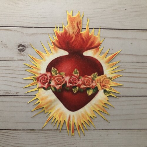 Sacred Heart Embroidered Milagro Beaded Iron on Patch - Etsy