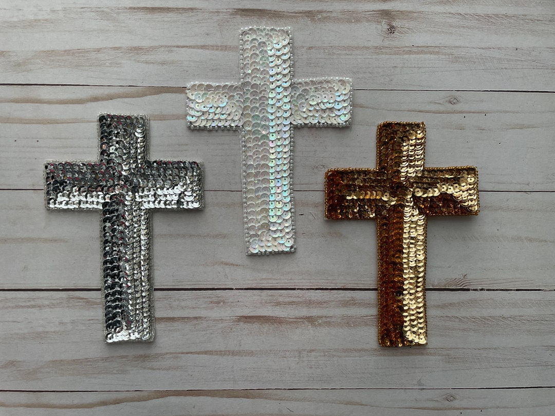 Religious Sequin Cross Patch Applique Sew on Mexico Art - Etsy