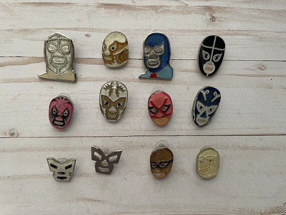Mexican Wrestler Luchador Pins Corazon Sagrado El Santo Blue Demon ...