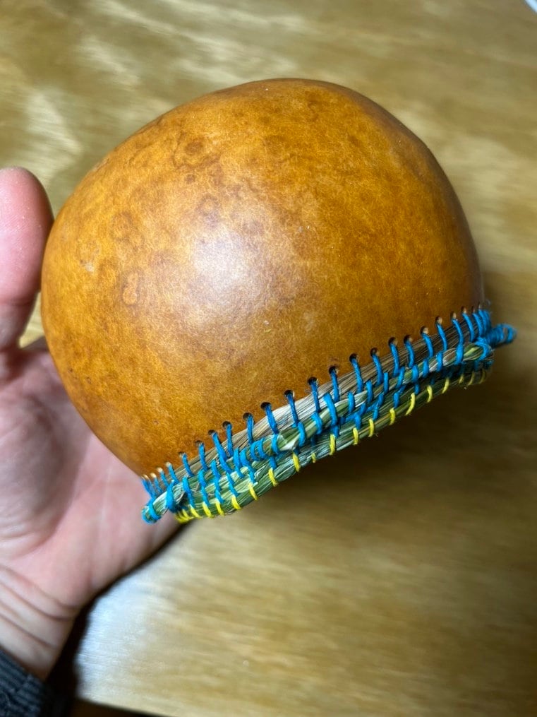 Sweetgrass-rimmed Gourd Basket - Etsy