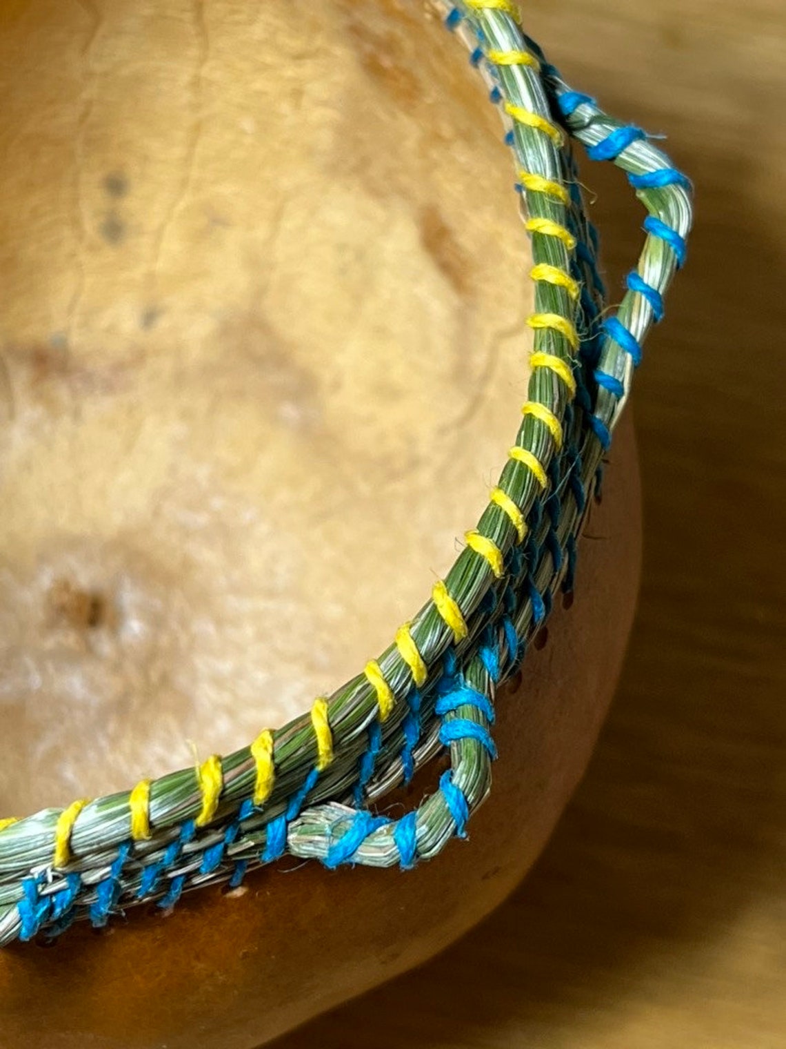Sweetgrass-rimmed Gourd Basket - Etsy