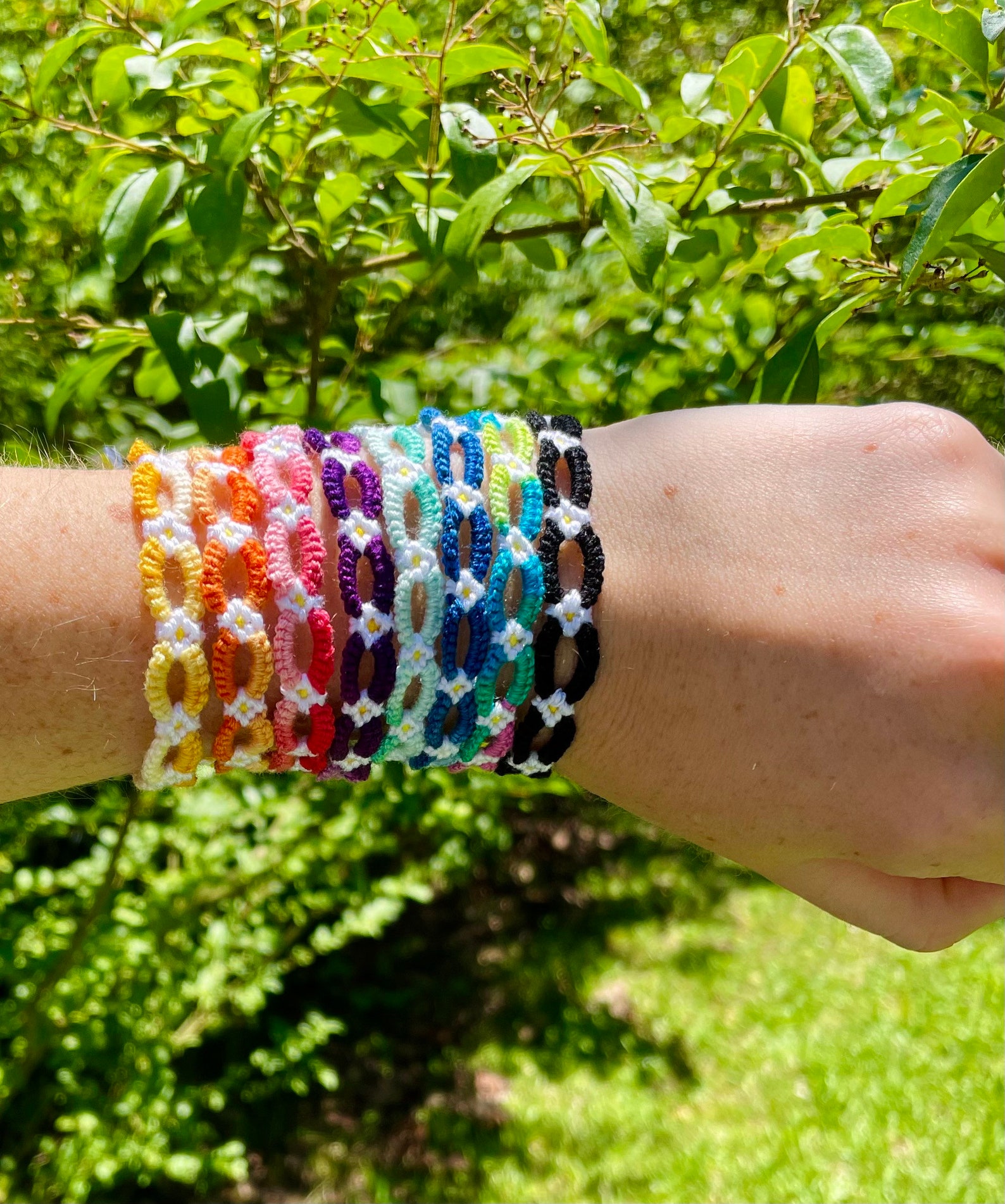 Woven Daisy Chain Friendship Bracelets Viscoflower Anklet | Etsy