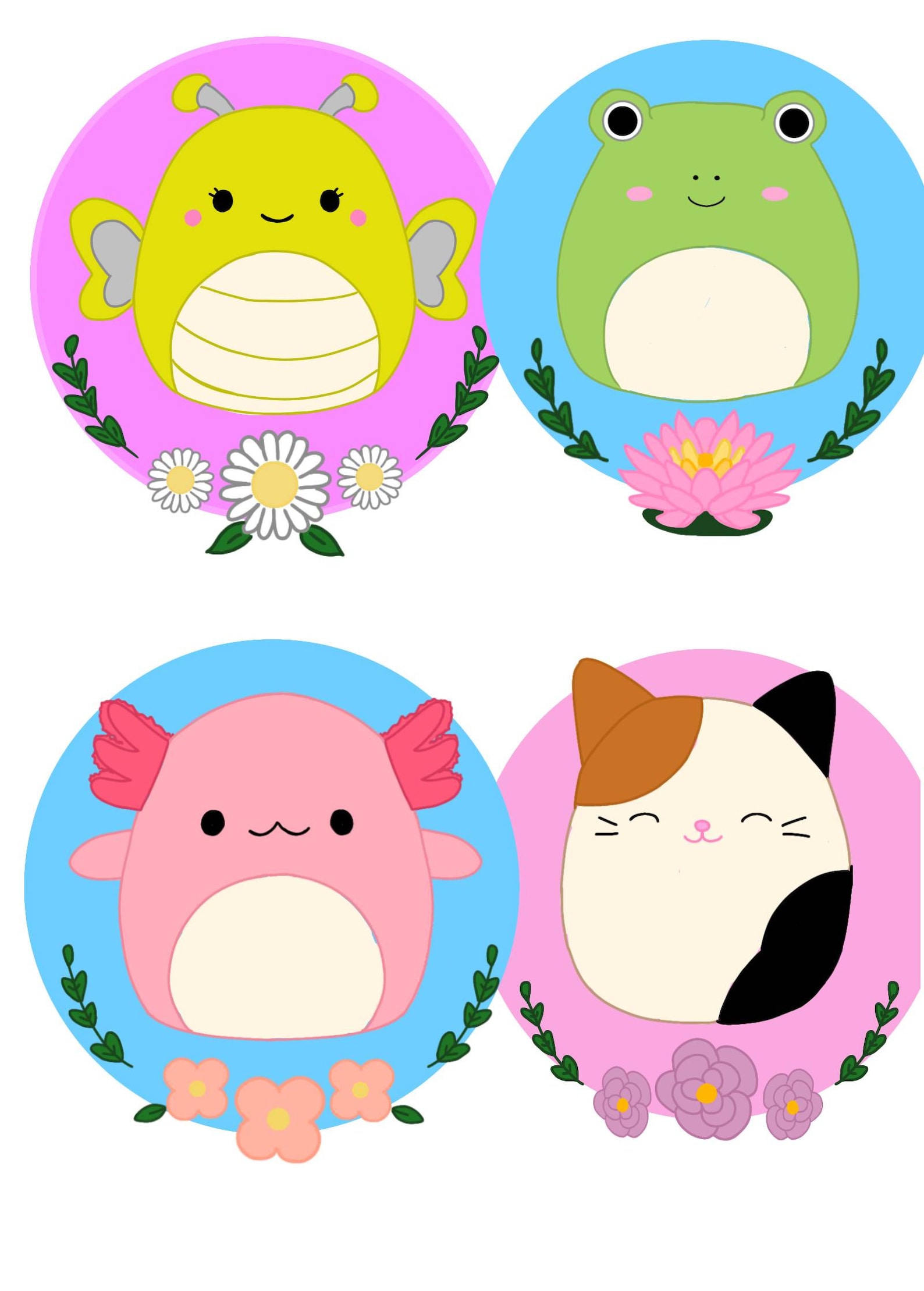 Custom Squishmallow Plush Floral Embroidery Wall Decor Art - Etsy