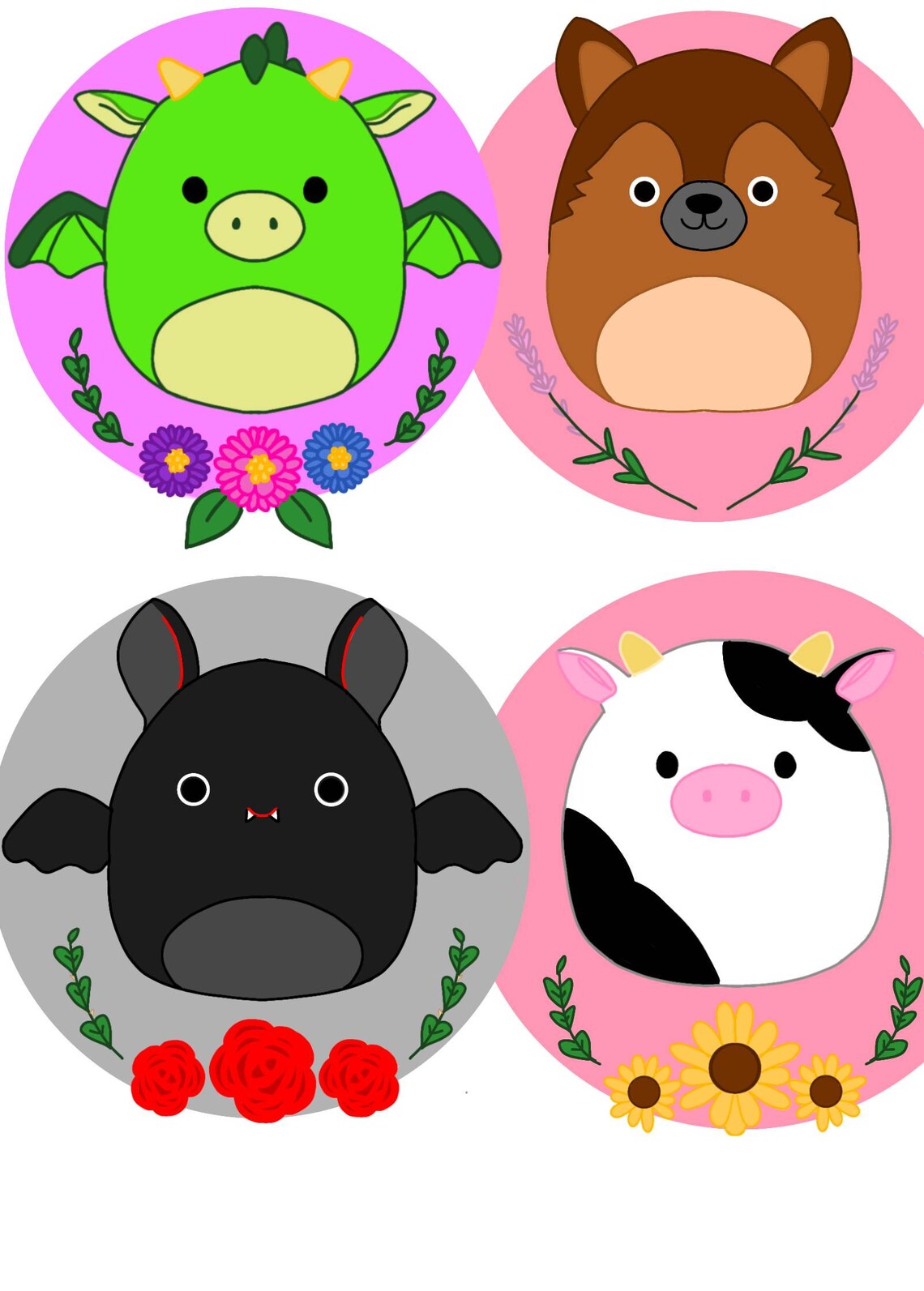 Custom Squishmallow Plush Floral Embroidery Wall Decor Art - Etsy