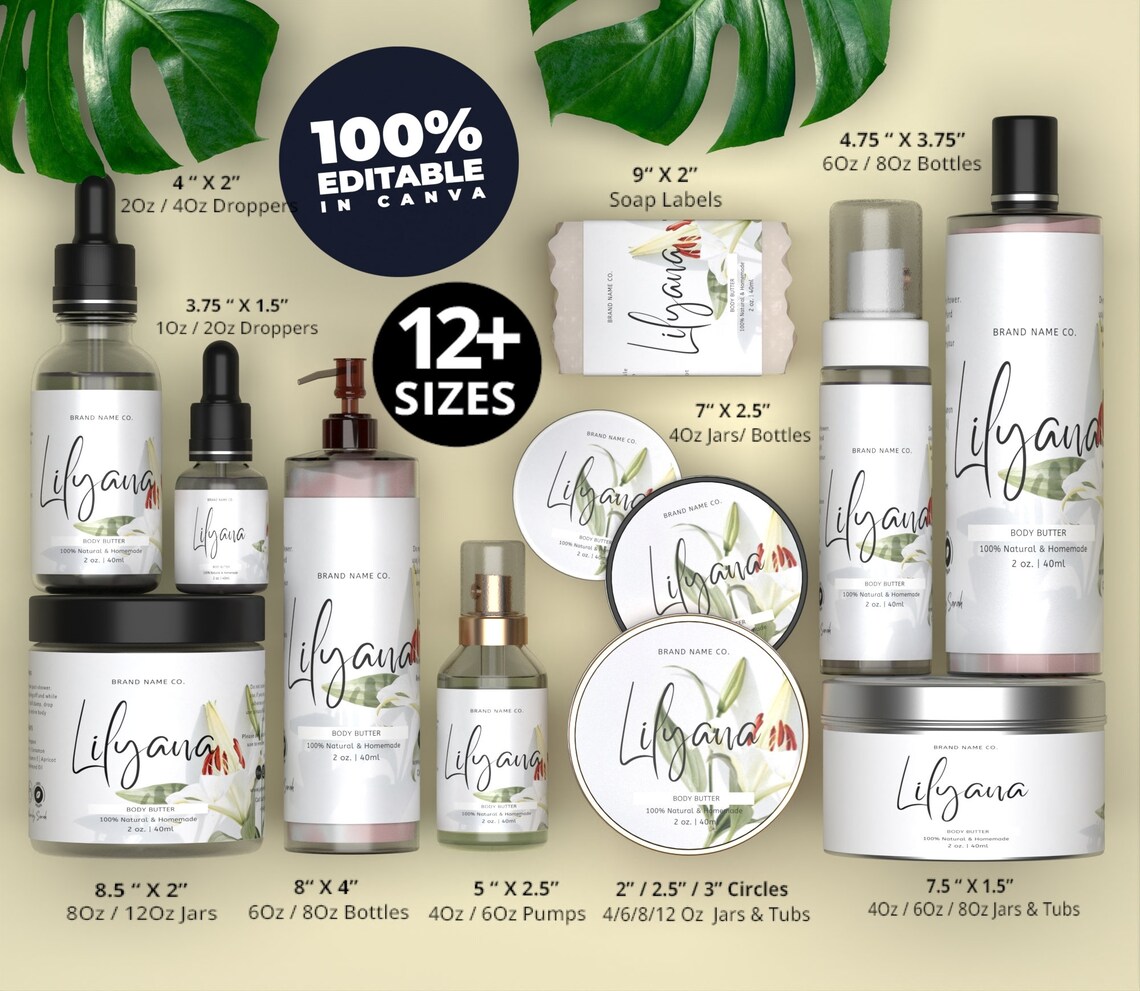 100% Editable Body Product Label Templates Vanilla Body - Etsy