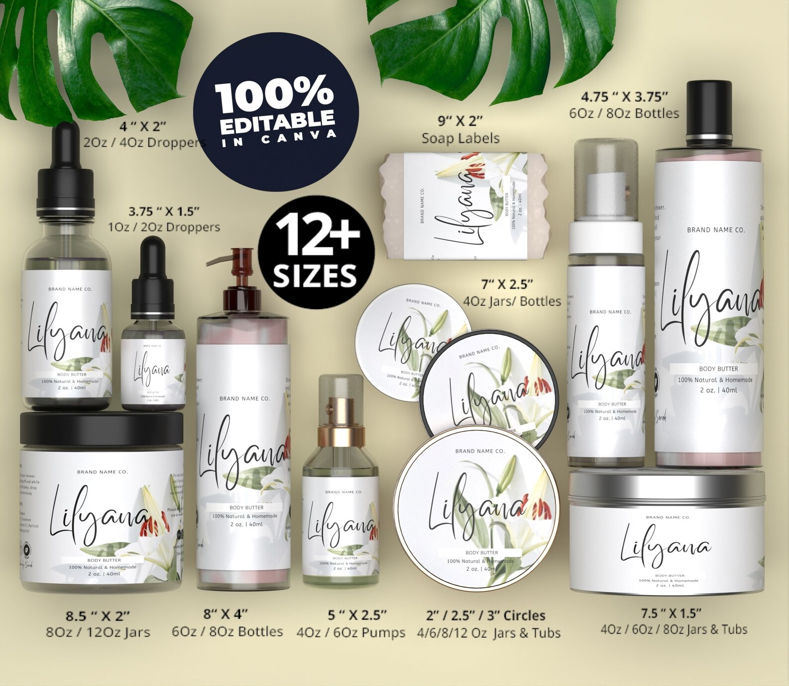 100% Editable Body Product Label Templates Vanilla Body - Etsy