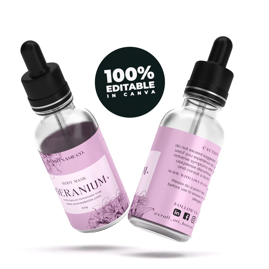 PINK Blush Bottle and Jar Product Label Set dropper Label - Etsy