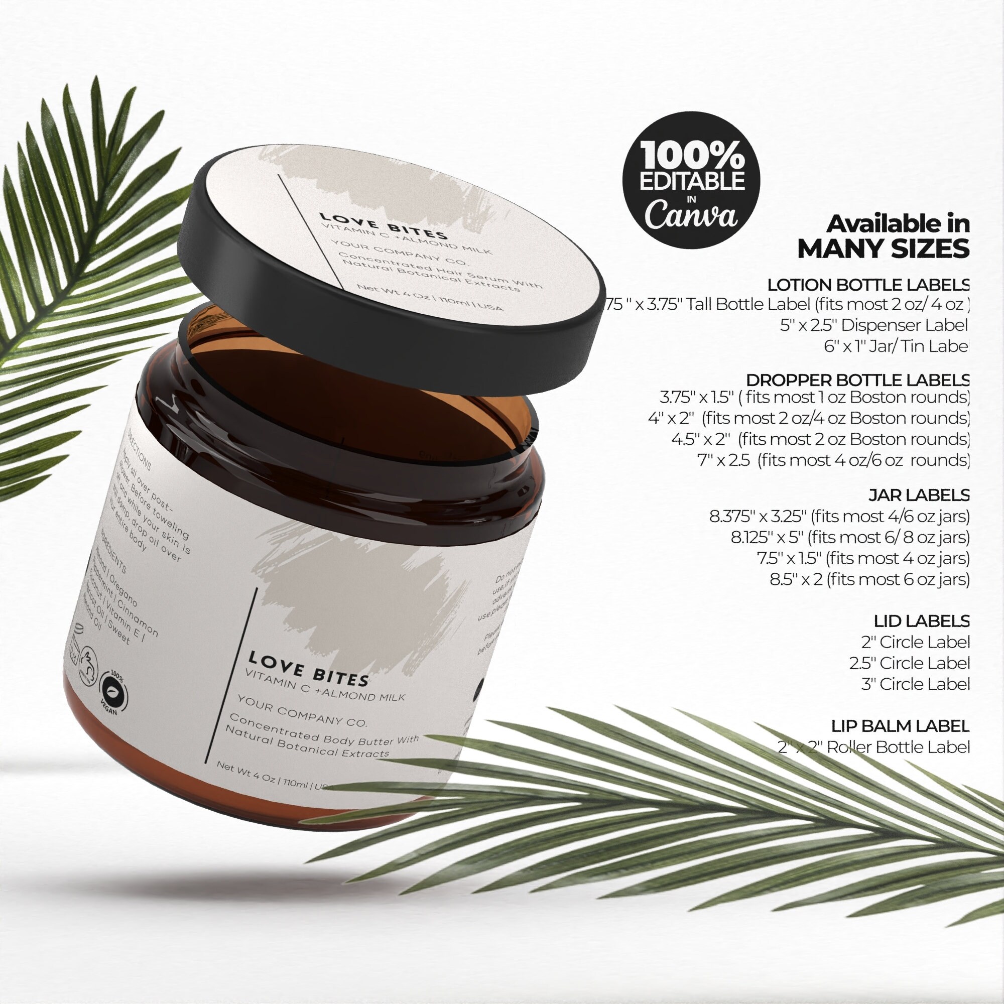Love Bites Editable Cosmetic Label Templates, Custom Body Product Label ...