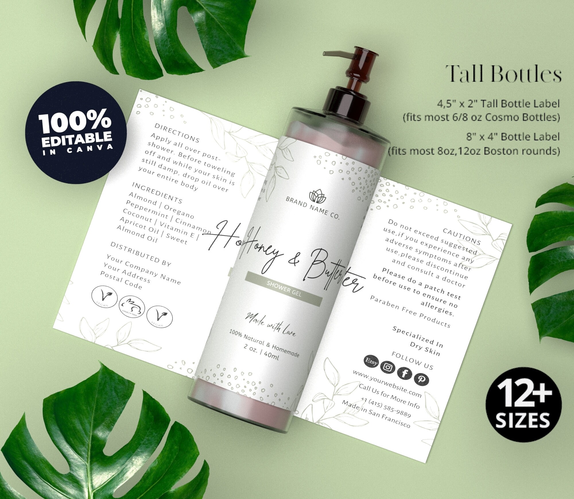 100% Editable Body Product Label Templates Vanilla Body Butter, Body ...