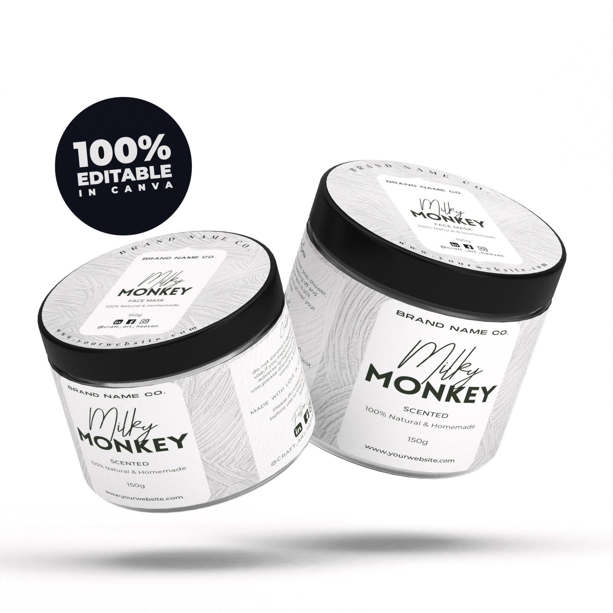 Bottle and Jar Product Label Set for Canva, Label Design, Editable ...