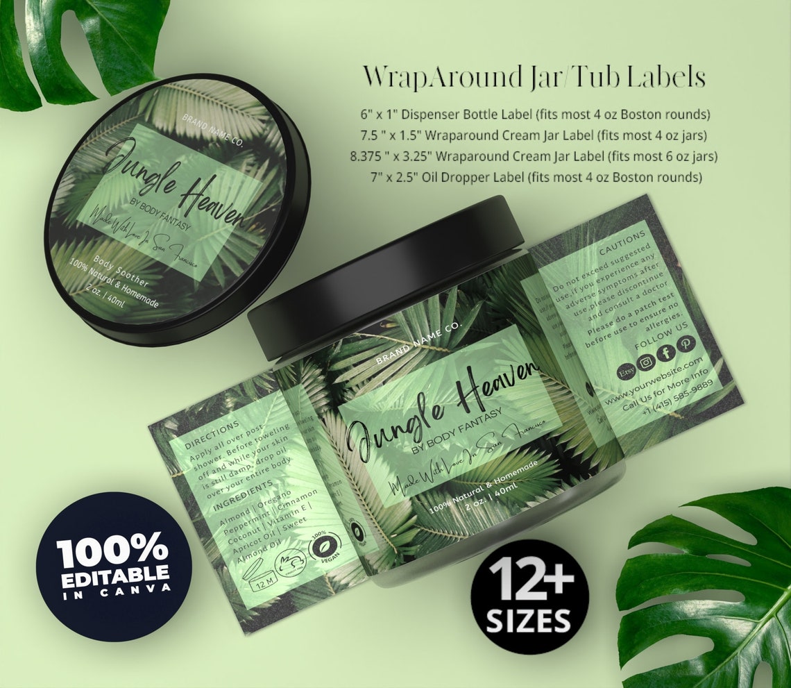 100% Editable Body Product Label Templates Vanilla Body - Etsy