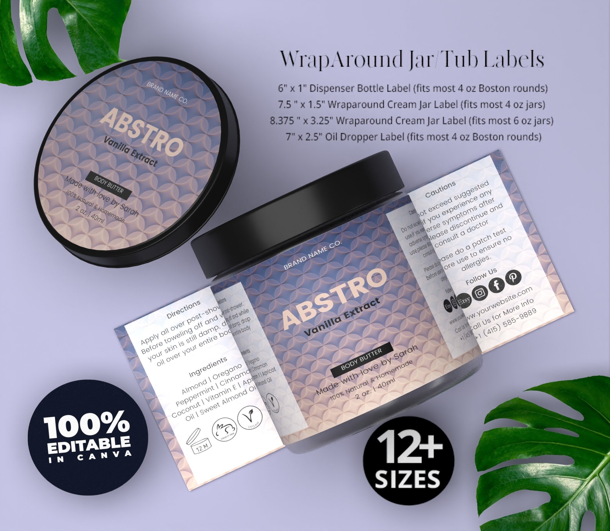 100% Editable Body Product Label Templates Vanilla Body - Etsy