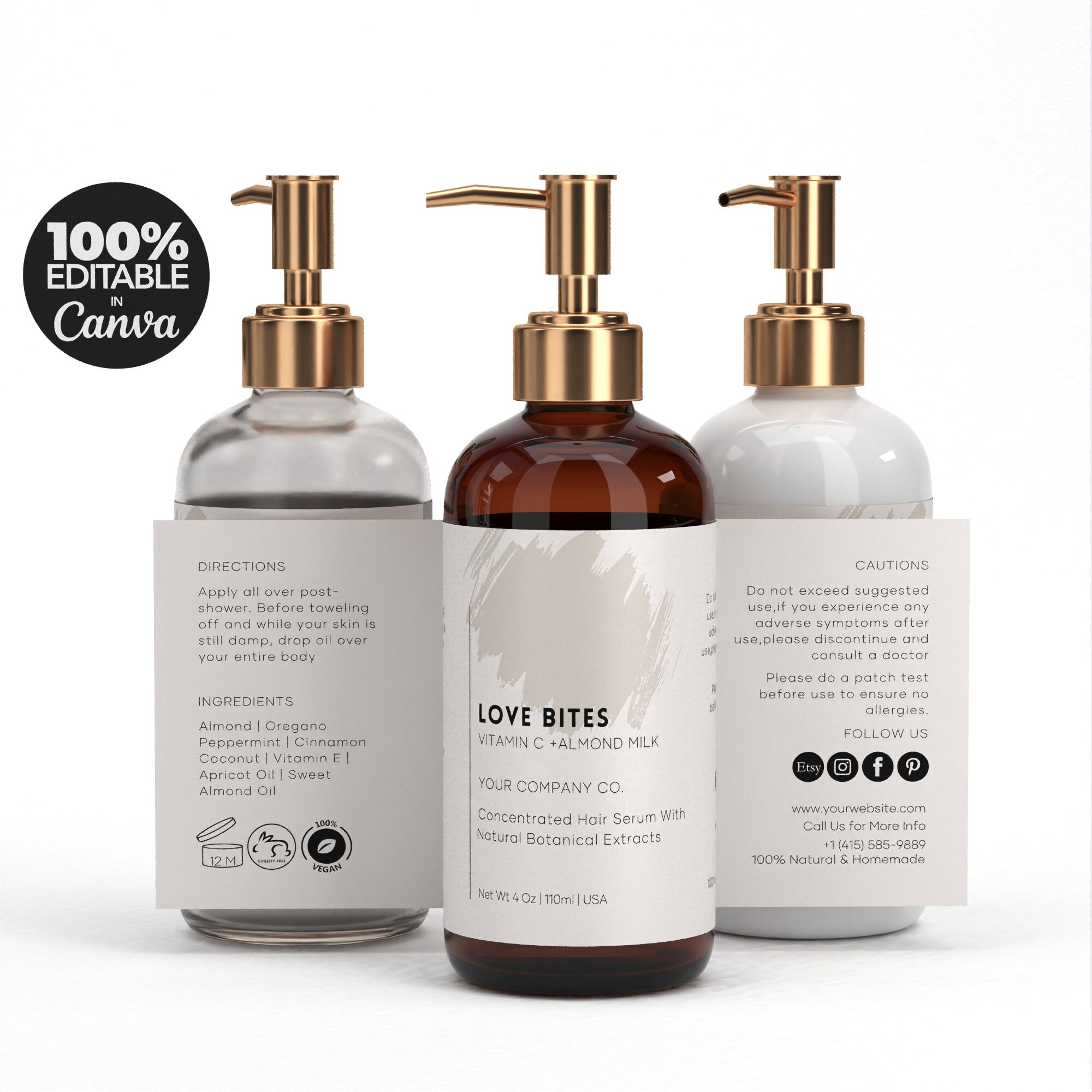 Love Bites Editable Cosmetic Label Templates, Custom Body Product Label ...