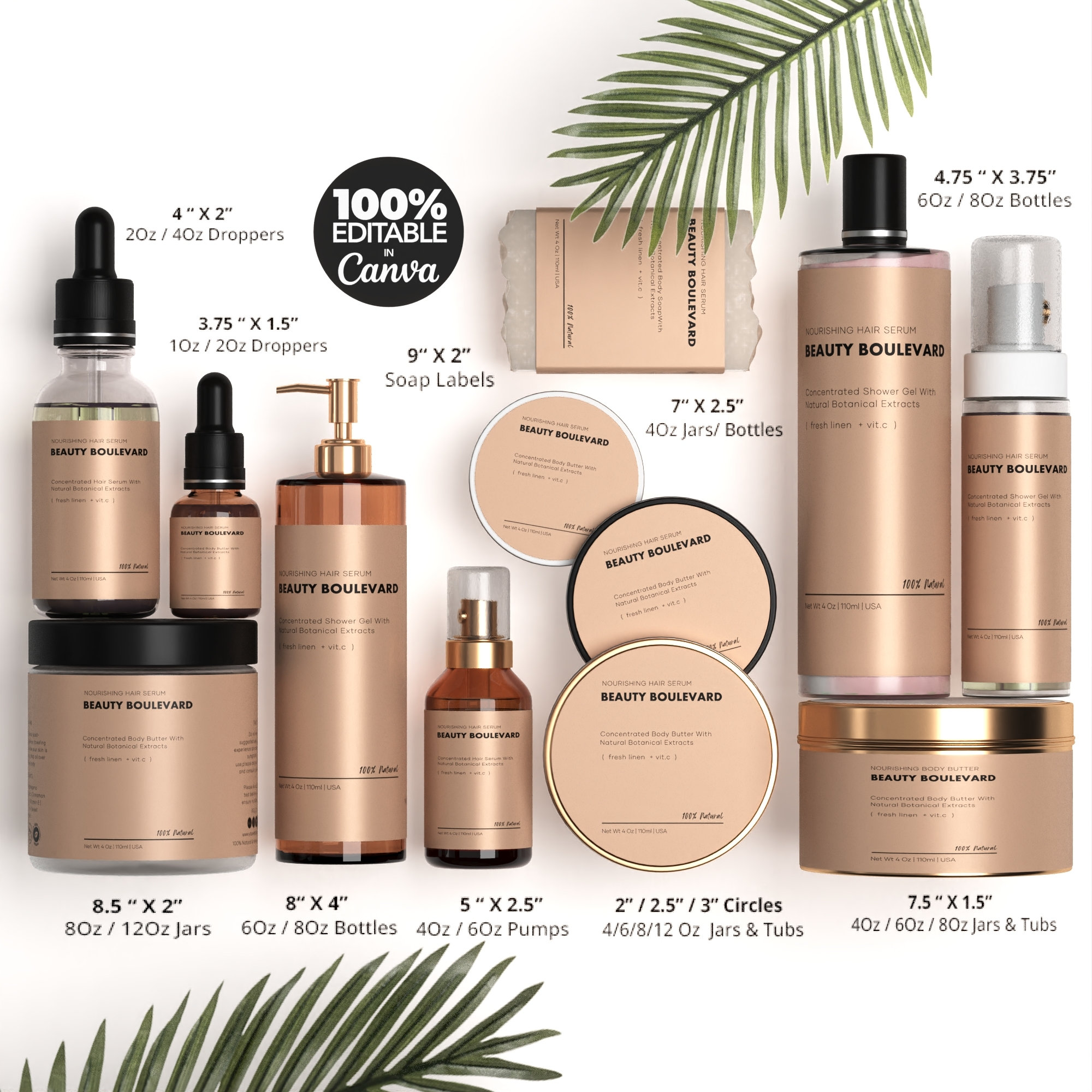 Minimalist Editable Cosmetic Label Template Bundle, Product Label ...