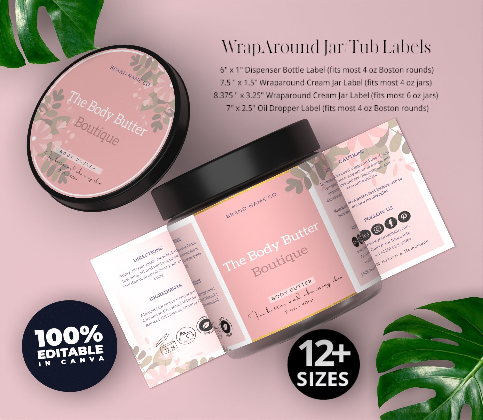 Fully Editable Body Product Labels , DIY CANVA Cosmetic Label Template ...