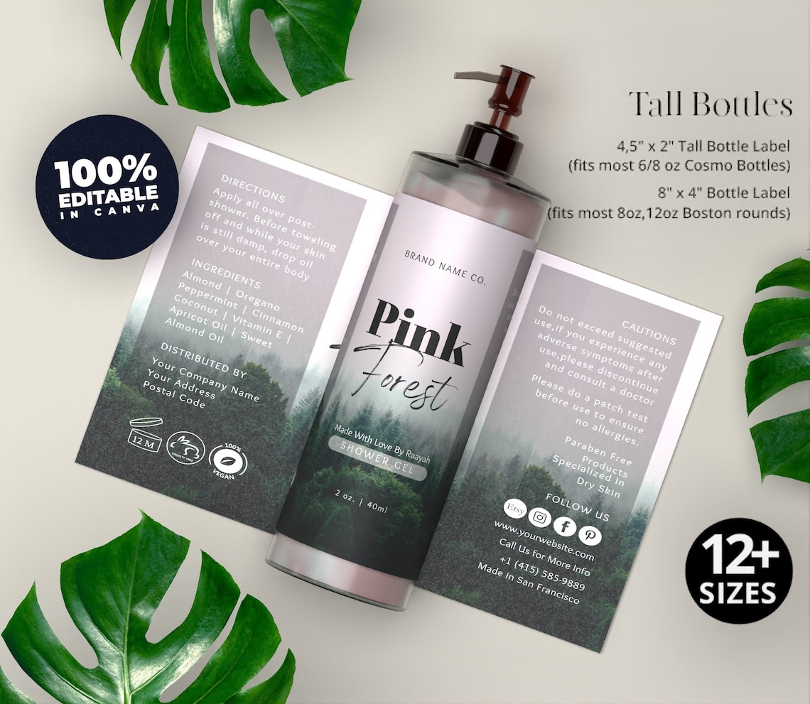 Stunning Cosmetic Product Label Template Bundle, Canva Product Label ...