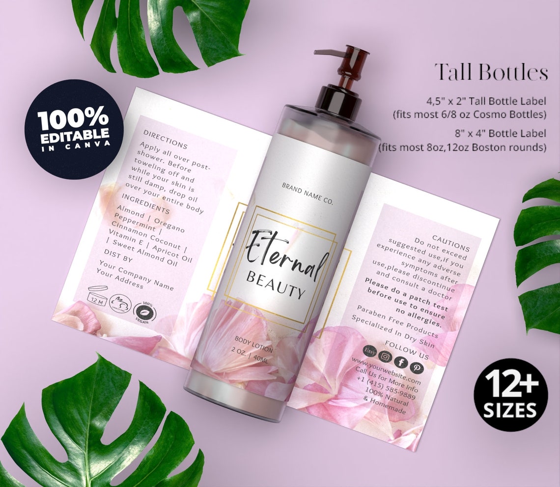 100% Editable Body Product Labels DIY Cosmetic Labels - Etsy