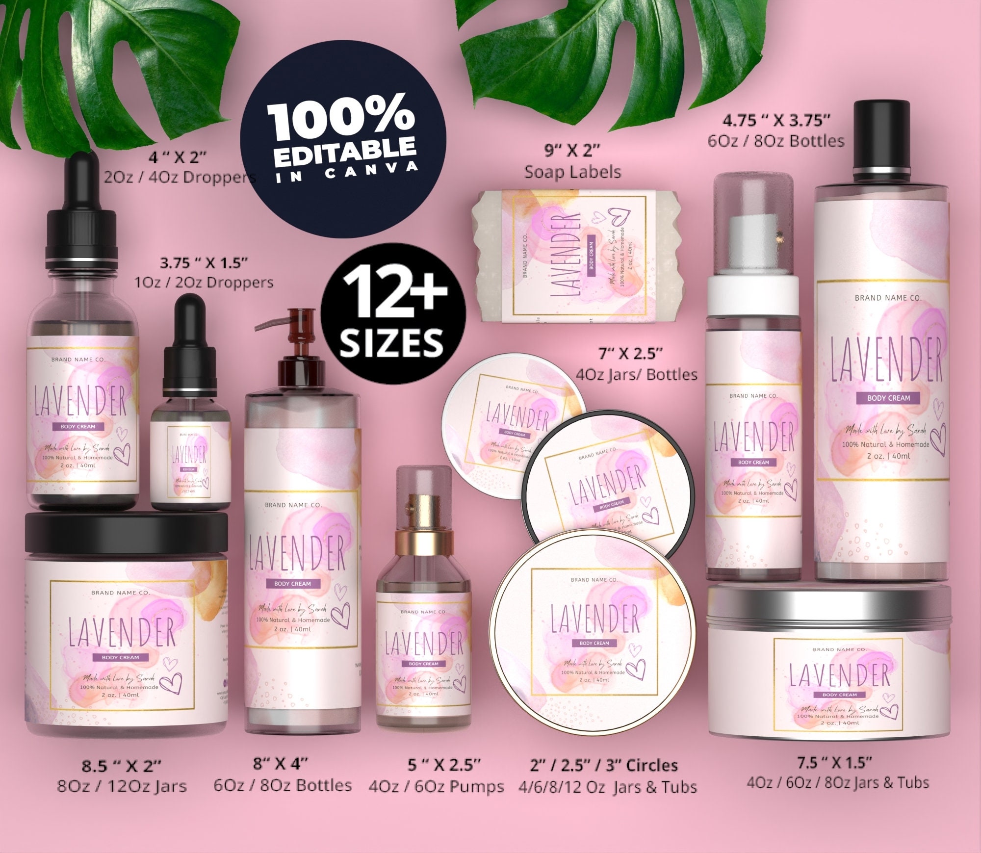 100% Editable Body Product Label Templates - Lavender Body Butter, Body ...