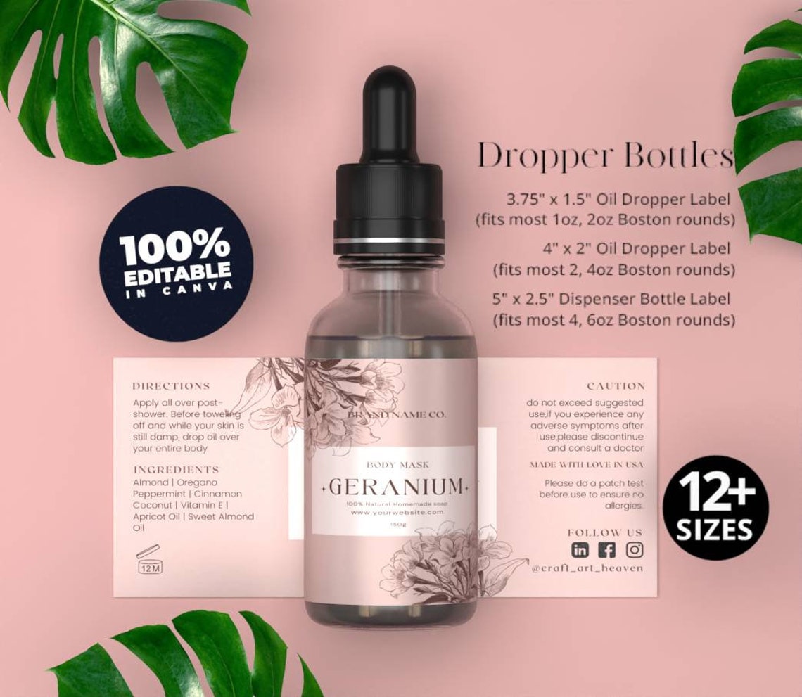 DIY 100% Editable Product Label Templates Shampoo Bottle - Etsy