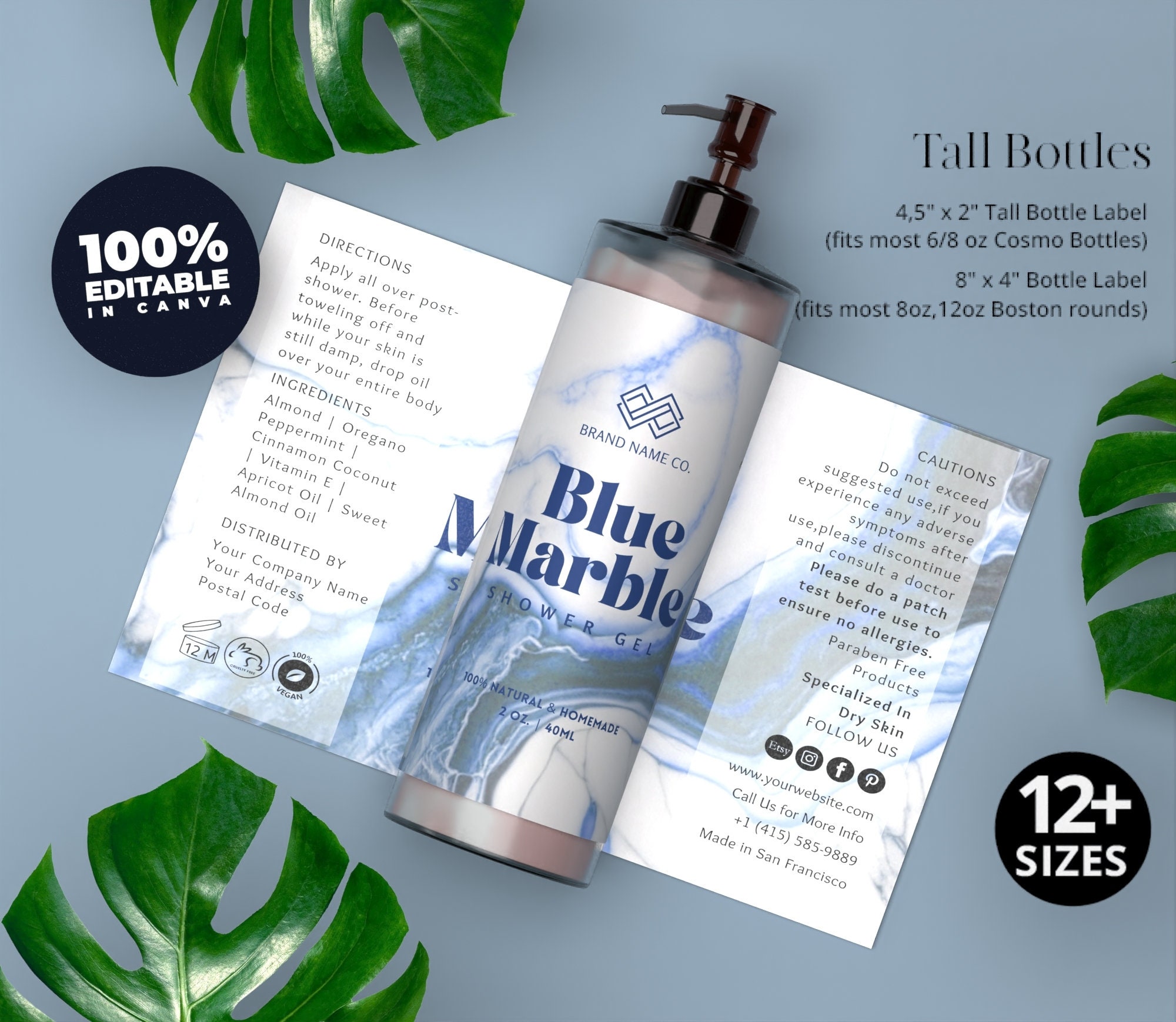 Editable Body Product Label Bundle, DIY CANVA Cosmetic Labels, Editable ...