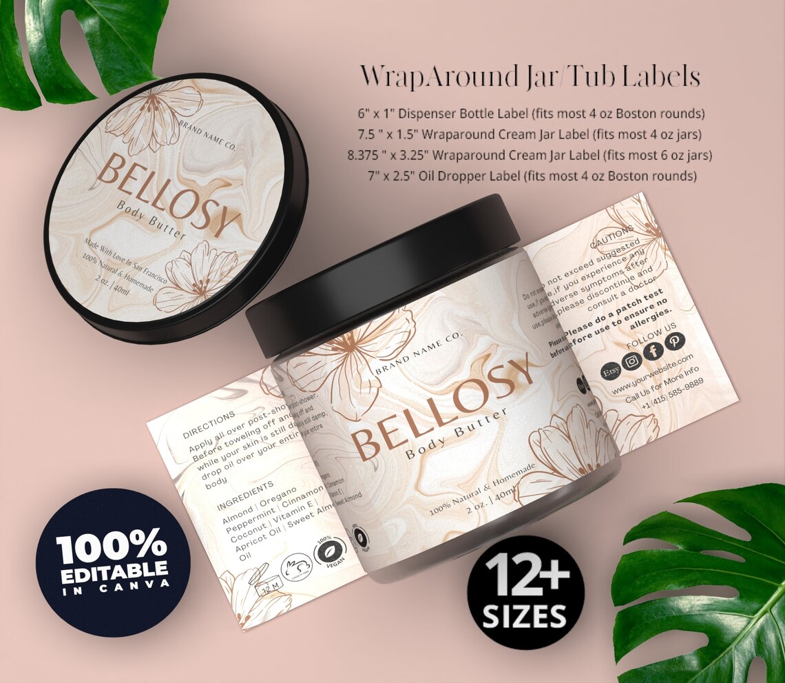 100% Editable Body Product Label Templates Vanilla Body - Etsy