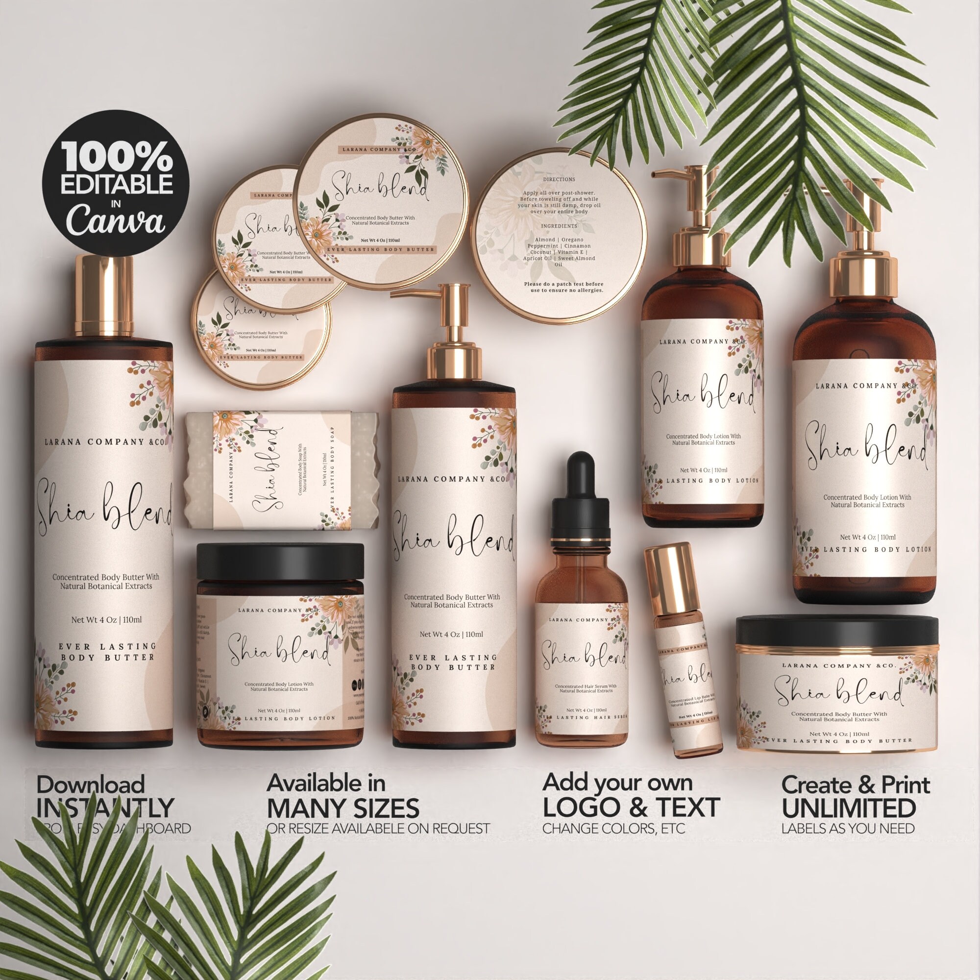 Editable Cosmetic Product Label Template for - Body Butter, Body ...