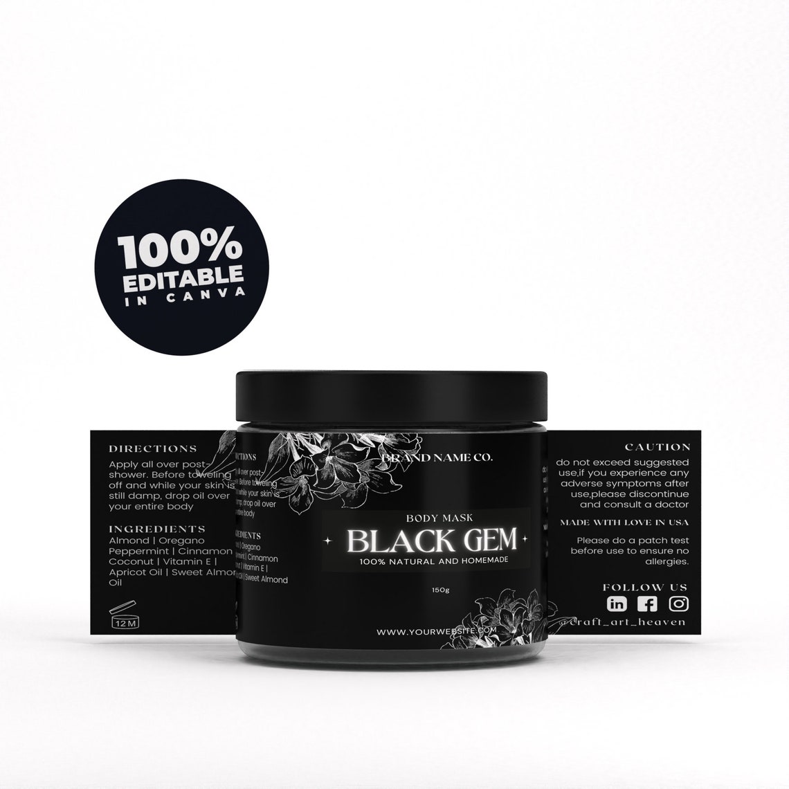 DIY Editable Body Product Label Collection Dropper Bottle | Etsy