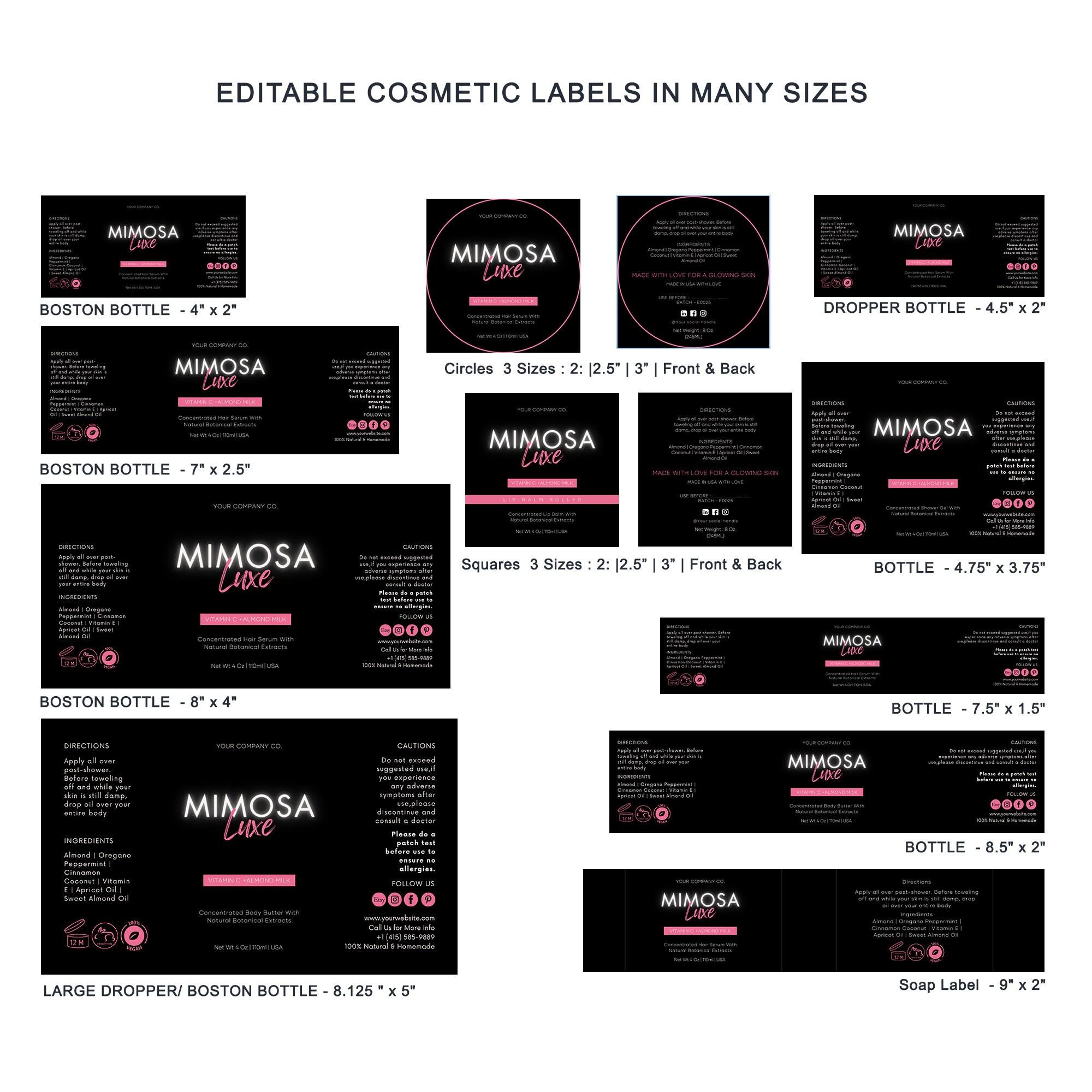 Stunning Editable Label Template Bundle, Skincare Product Label ...