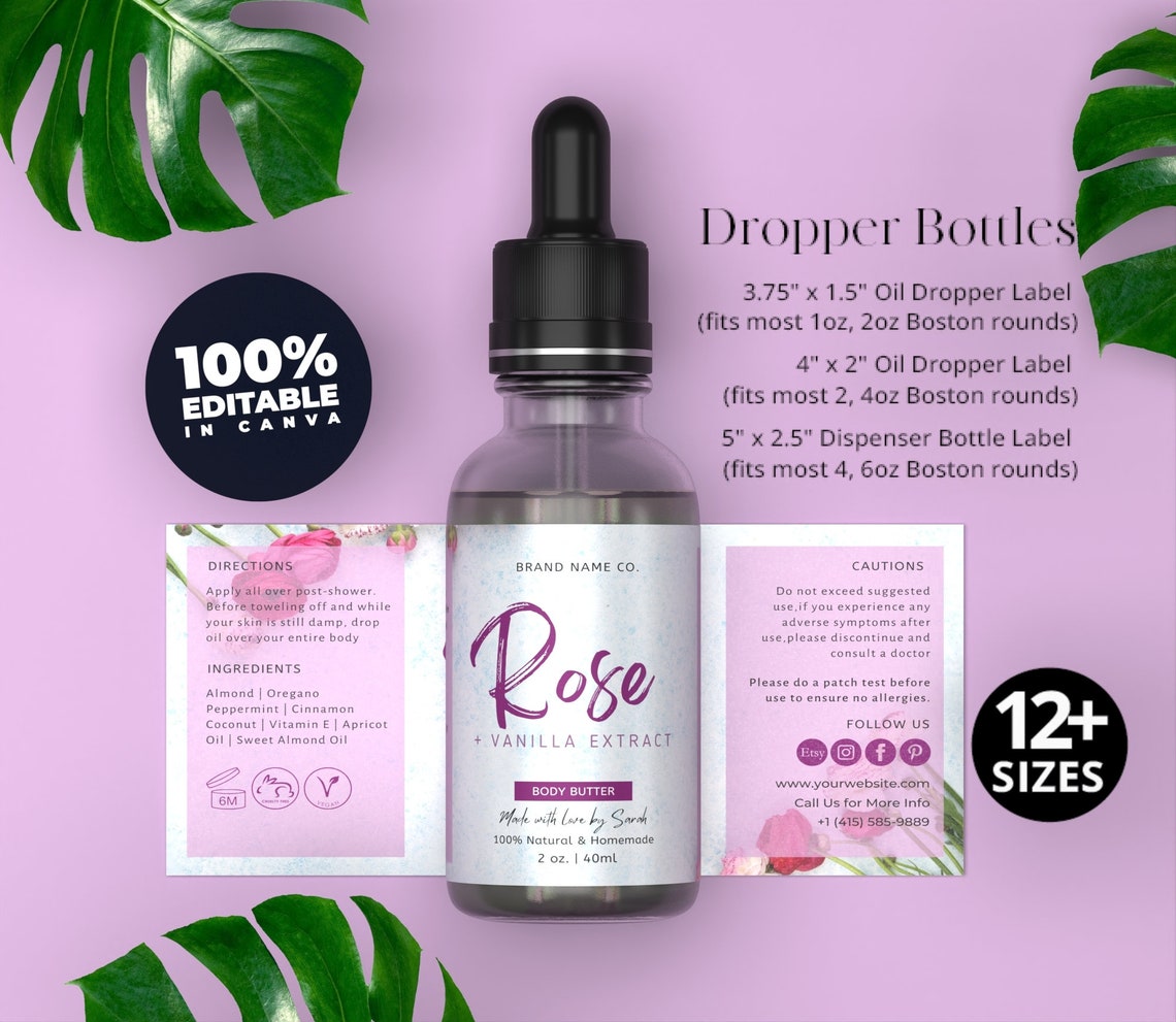 100% Editable Body Product Label Templates Vanilla Body - Etsy