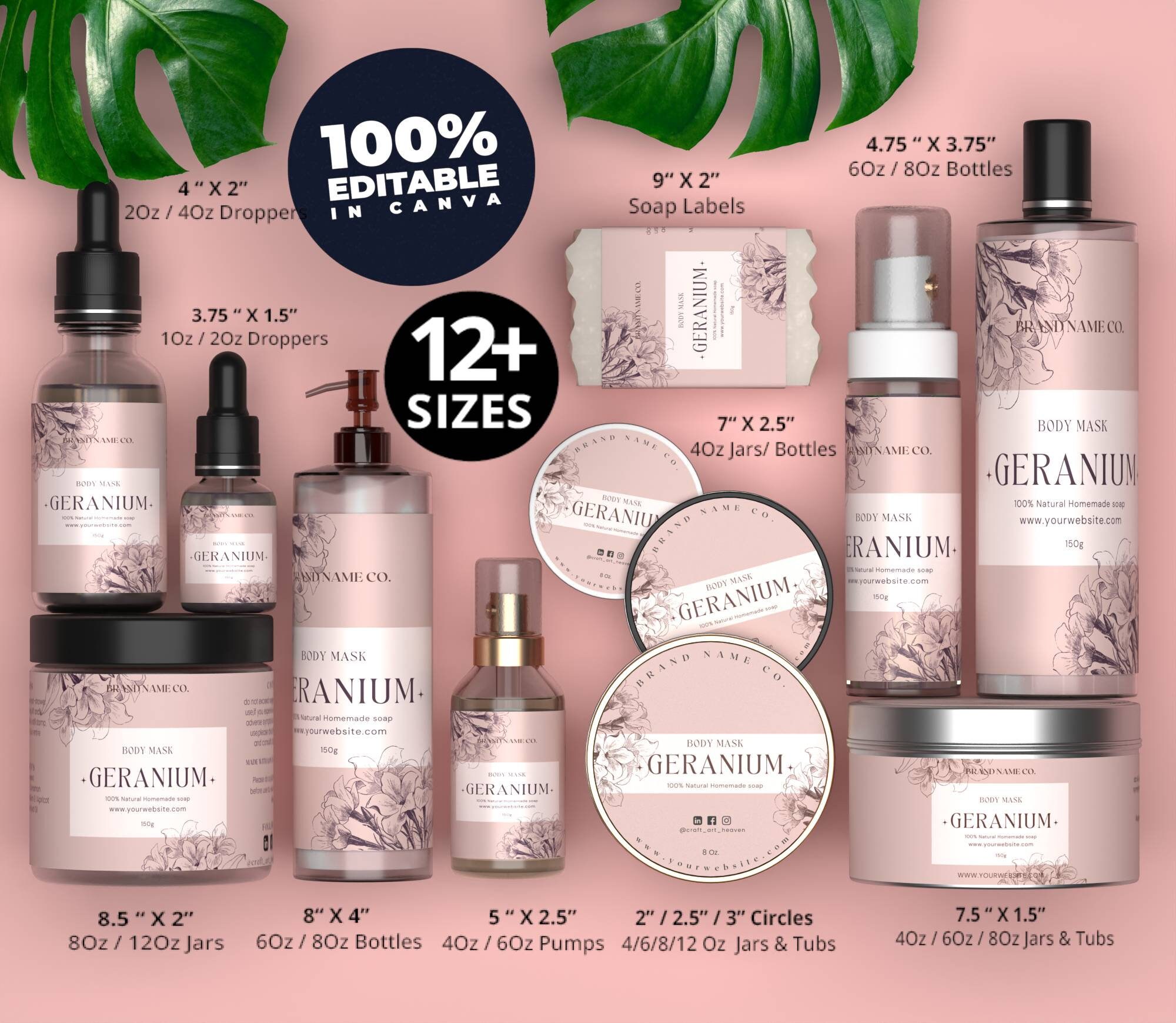 DIY 100% Editable Product Label Templates Shampoo Bottle - Etsy