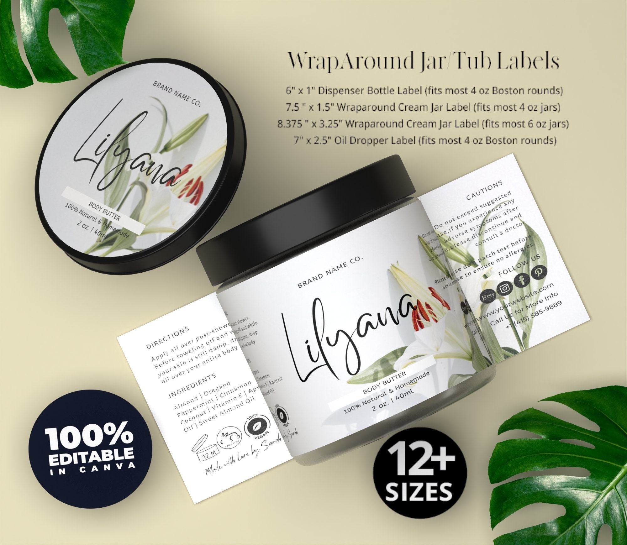 100% Editable Body Product Label Templates Vanilla Body - Etsy
