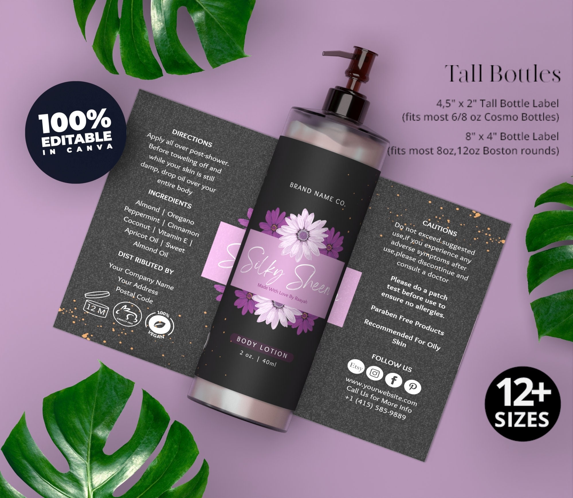 100% Editable Body Product Label Templates Vanilla Body Butter, Body ...