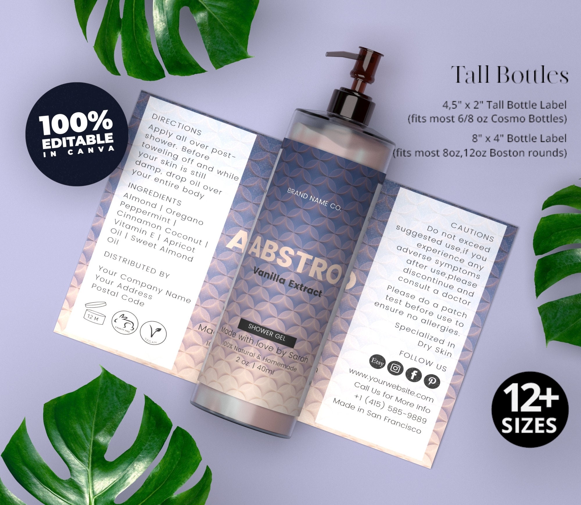 100% Editable Body Product Label Templates Vanilla Body - Etsy