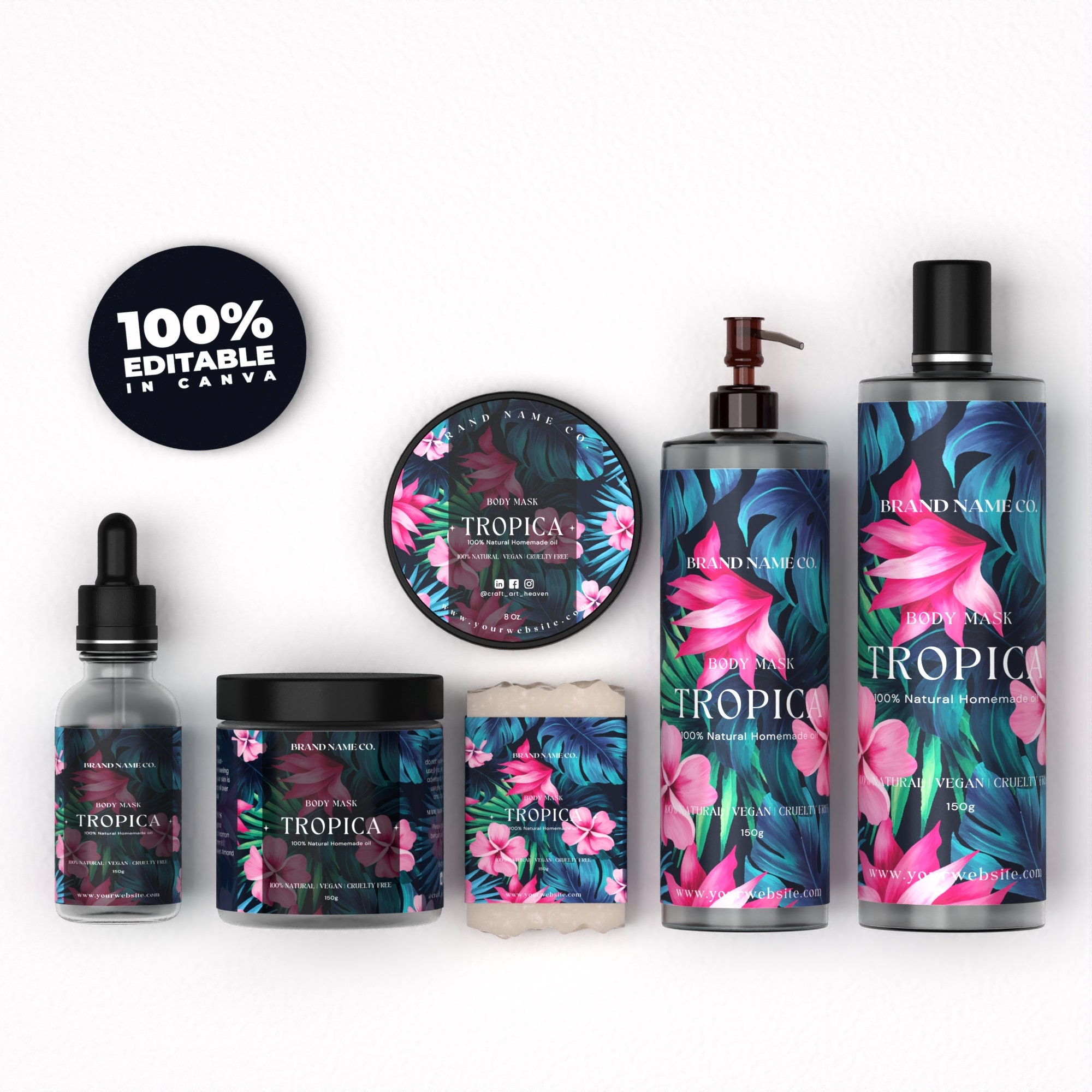 Fully Editable Body Product Label Templates - Tropical Body Butter ...