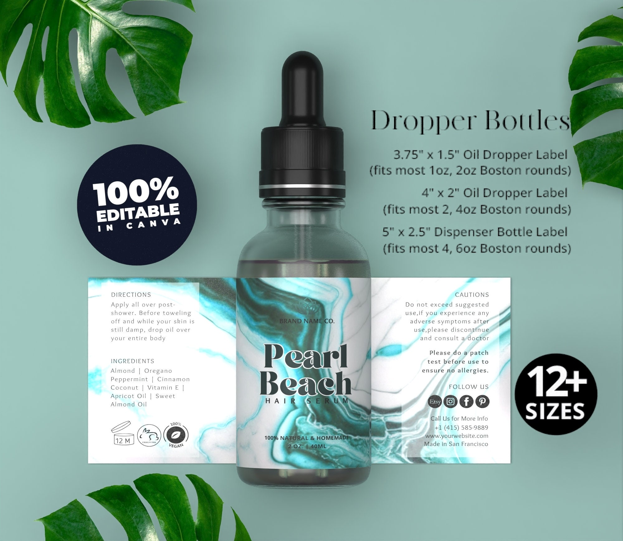 Pearl Beach DIY 100% Editable Product Label Templates body Butter, Body ...