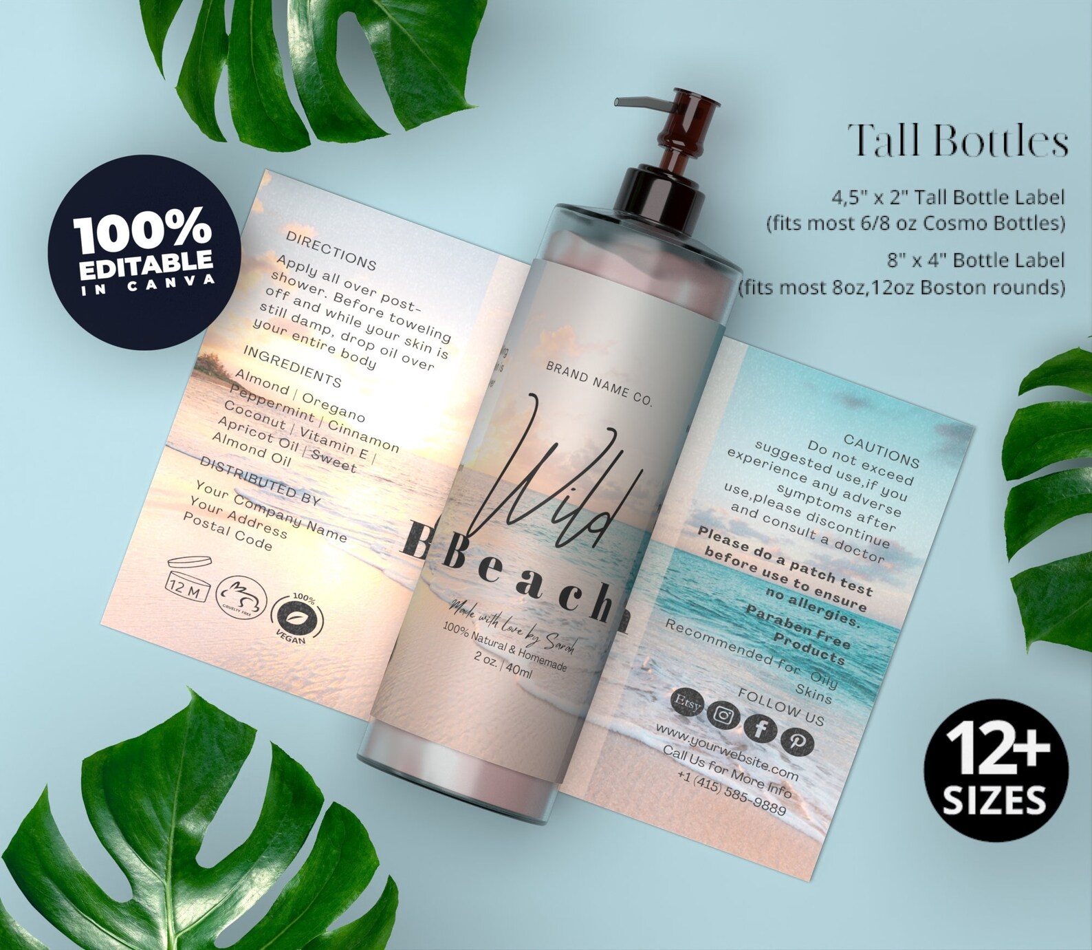 100% Editable Body Product Label Templates Vanilla Body - Etsy