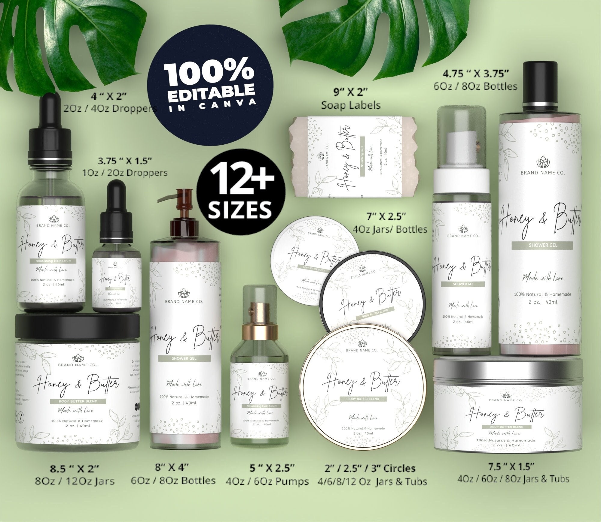 100% Editable Body Product Label Templates Vanilla Body Butter, Body ...