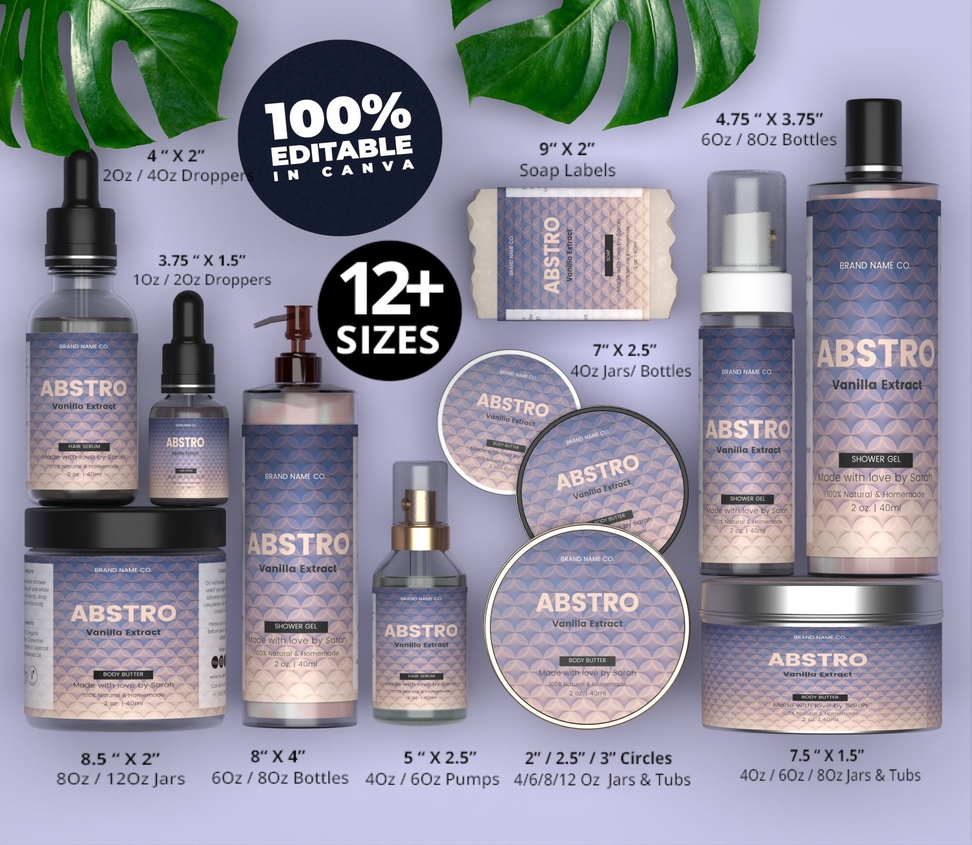 100% Editable Body Product Label Templates Vanilla Body Butter, Body ...