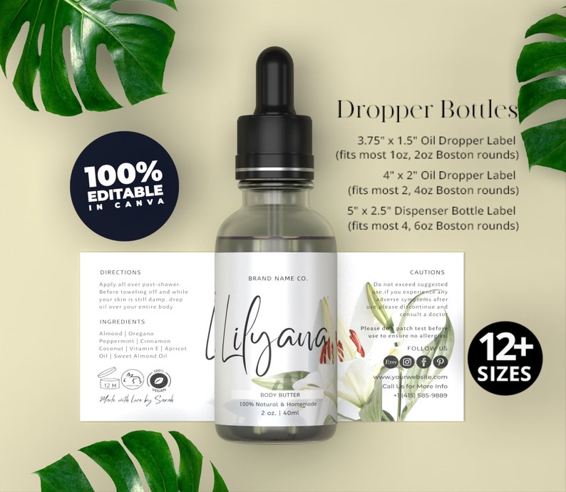 100% Editable Body Product Label Templates Vanilla Body - Etsy