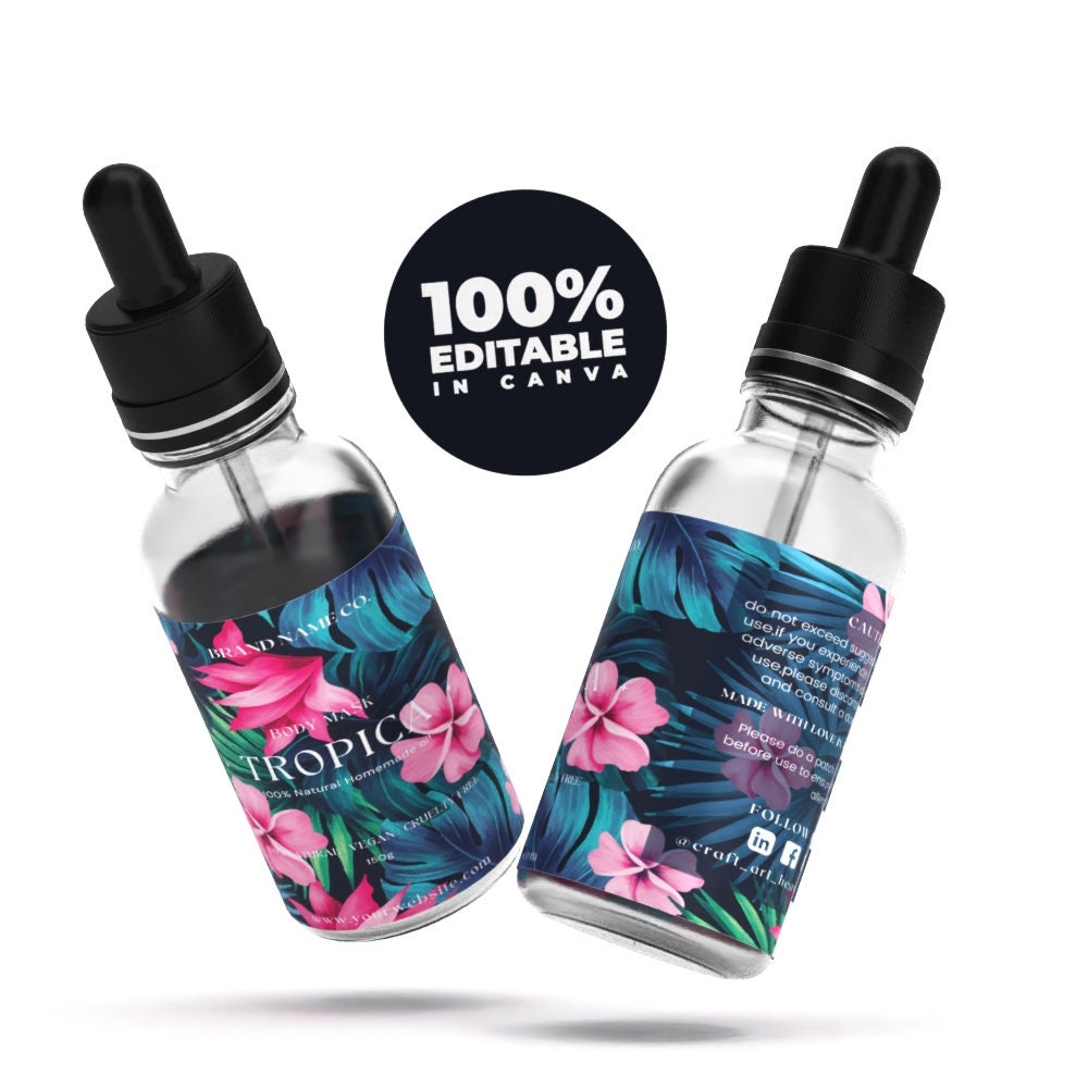 Fully Editable Body Product Label Templates Tropical Body - Etsy