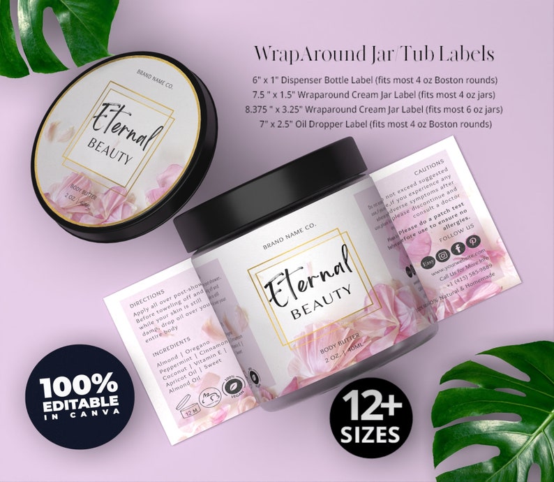 100% Editable Body Product Labels DIY Cosmetic Labels - Etsy