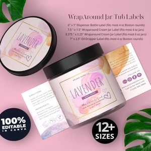 100% Editable Body Product Label Templates - Lavender Body Butter, Body ...