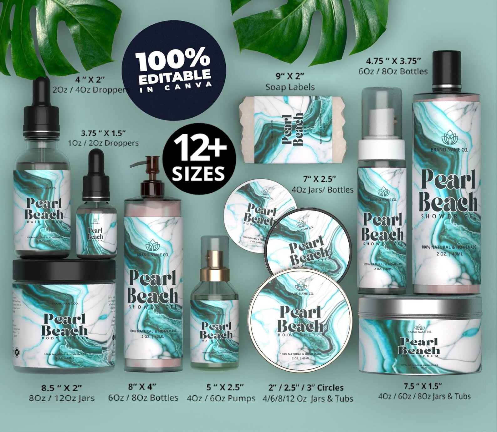 Pearl Beach DIY 100% Editable Product Label Templates body Butter, Body ...